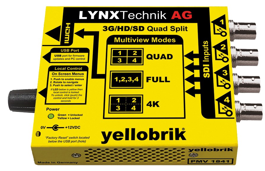 LYNX Technik PMV 1841 3Gbit SDI to HDMI Quad Split + 4K Monitoring